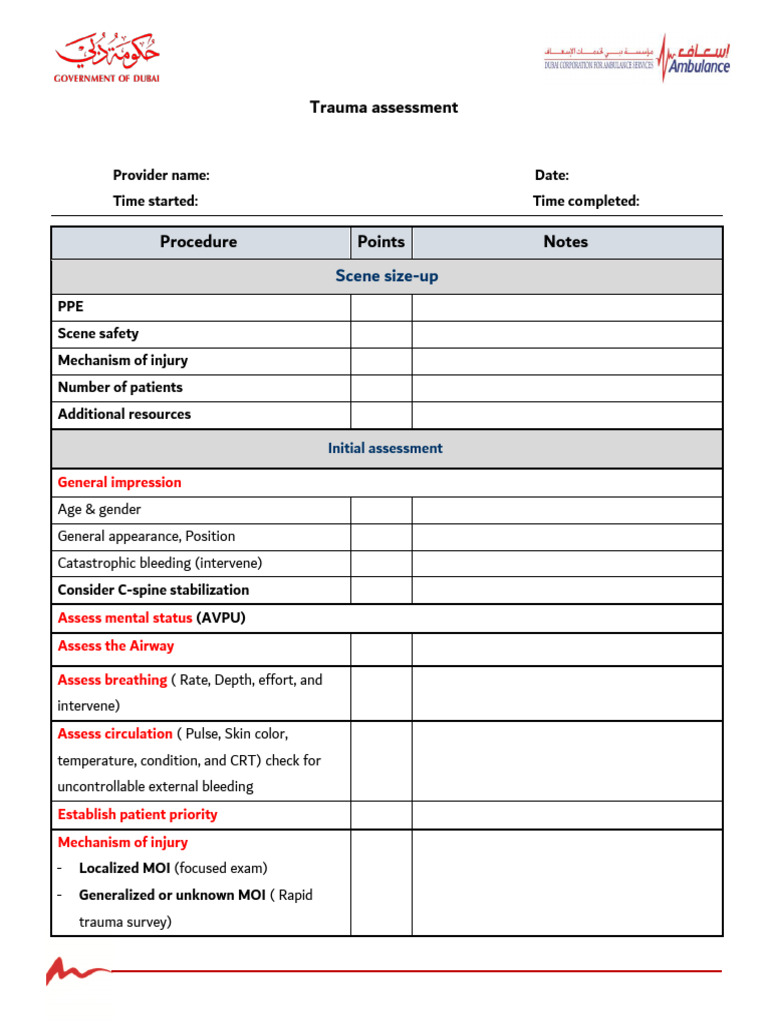 New - Trauma Assessment | PDF