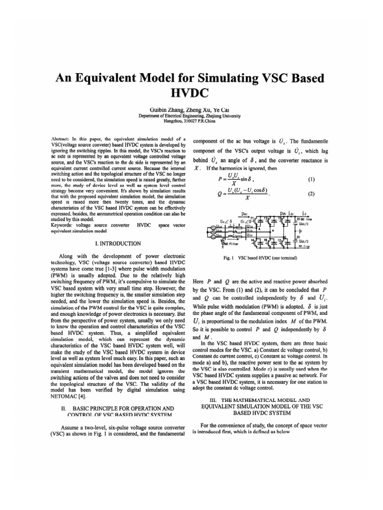 An Equivalent Model For Simulating VSC Based HVDC | PDF