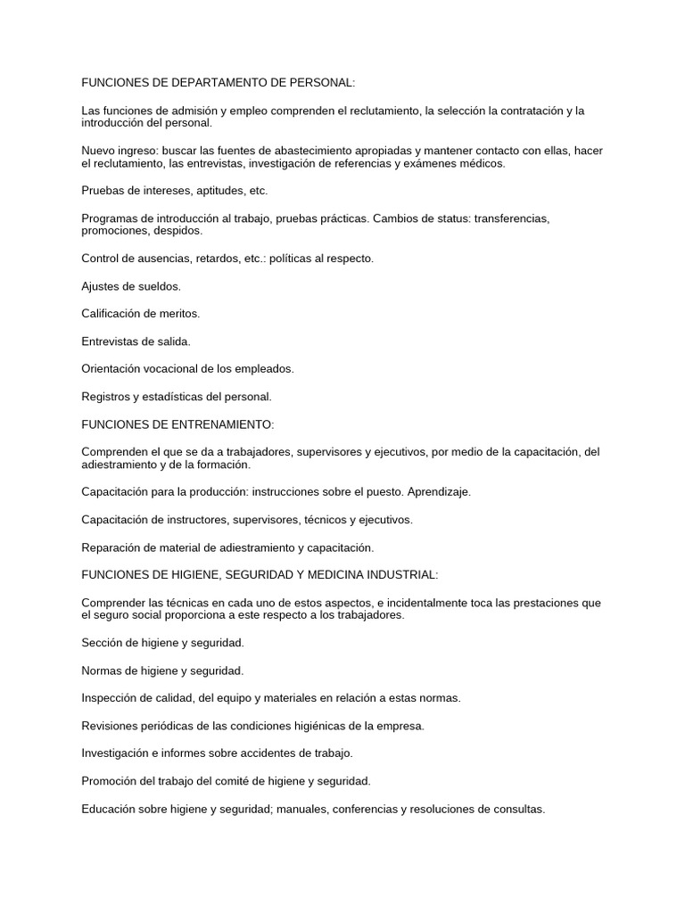 Funciones de Departamento de Personal | PDF | Gestión de recursos ...