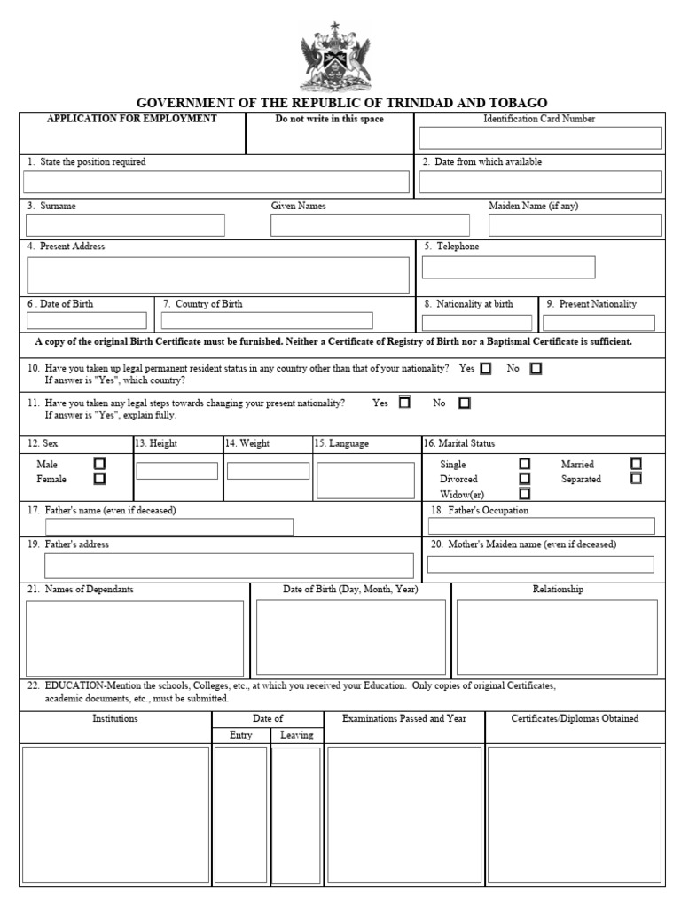 Application for Employment Fillable (1) | PDF | Birth Certificate