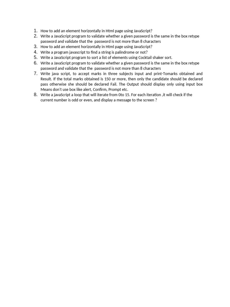 Javascript Sample Question Paper | PDF