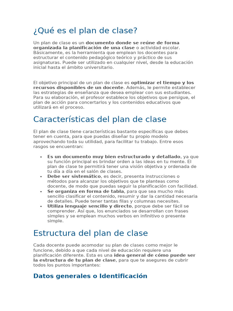 Qué Es El Plan de Clase | PDF | Maestros | Enseñando