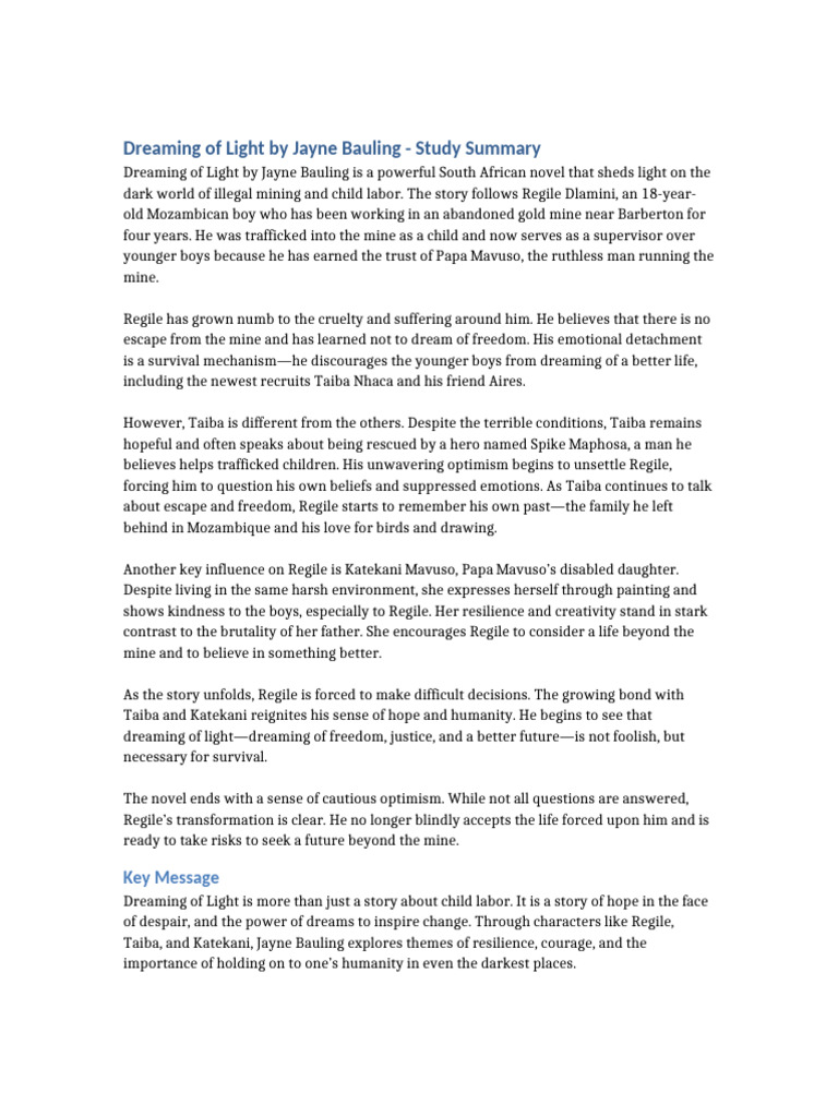 Dreaming of Light Study Summary | PDF