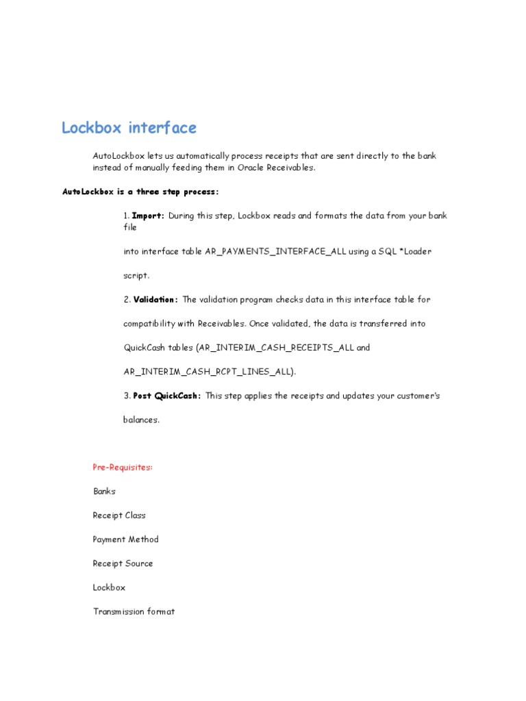 Lock Box Doc 1 | PDF | Cheque | Receipt