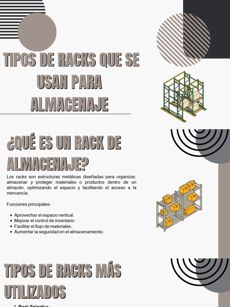 Tipos de Racks Que Se Usan Para Almacenaje | PDF | Máquina elevadora