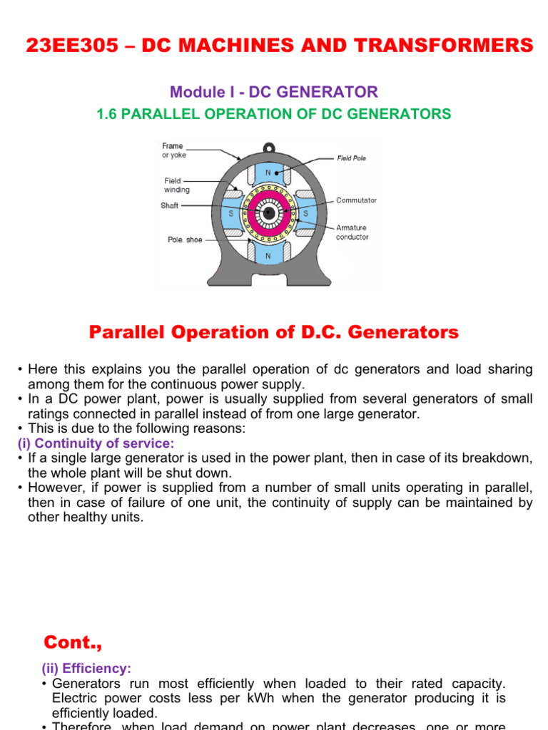1.6 Parallel Operation of DC Generators | PDF | Electric Generator ...