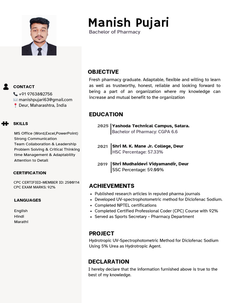 White Grey Minimalist Simple CV Resume A4 Document (1) (6) | PDF