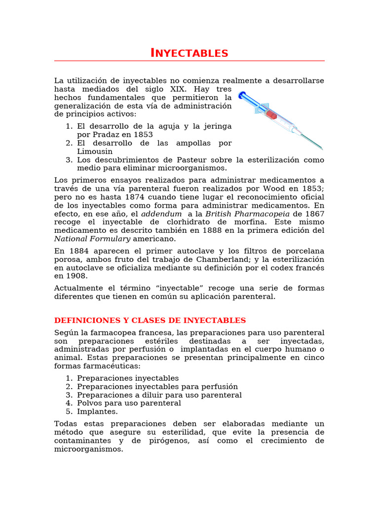 Inyectables | PDF | Suspensión (Química) | Emulsión