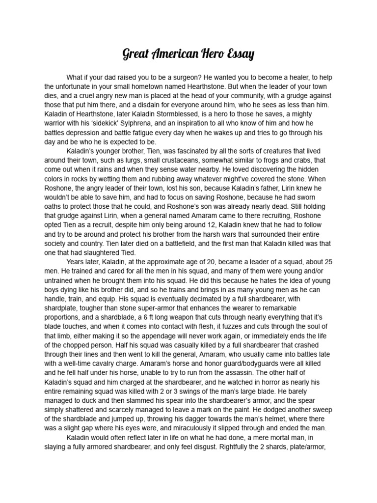 Great American Hero Essay | PDF