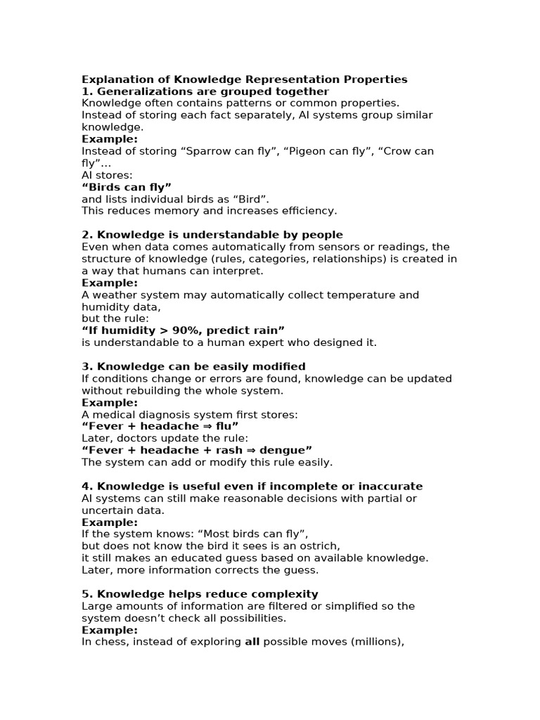 Explanation of Knowledge Representation Properties | PDF
