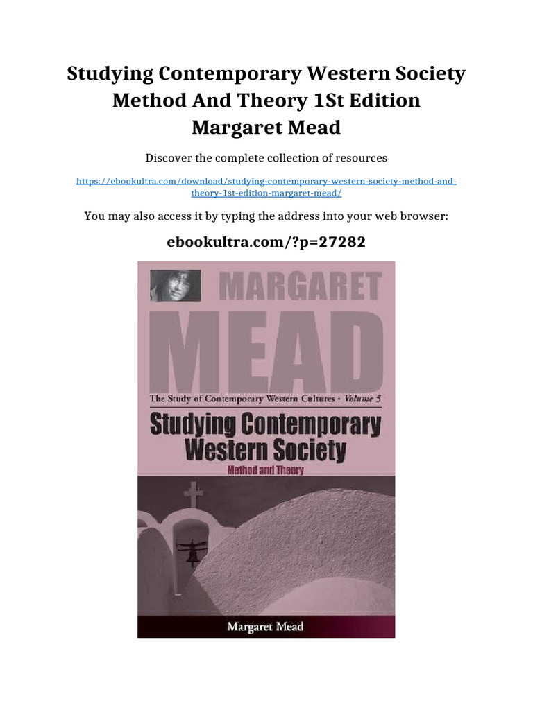 Studying Contemporary Western Society Method and Theory 1st Edition ...