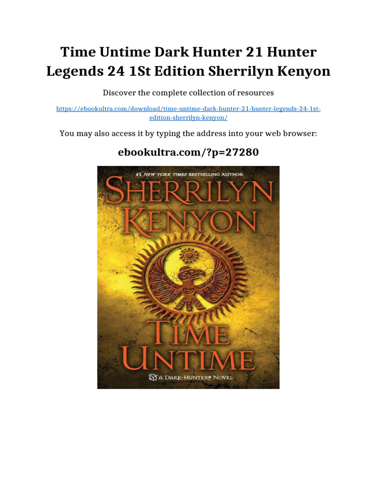 Time Untime Dark Hunter 21 Hunter Legends 24 1st Edition Sherrilyn ...