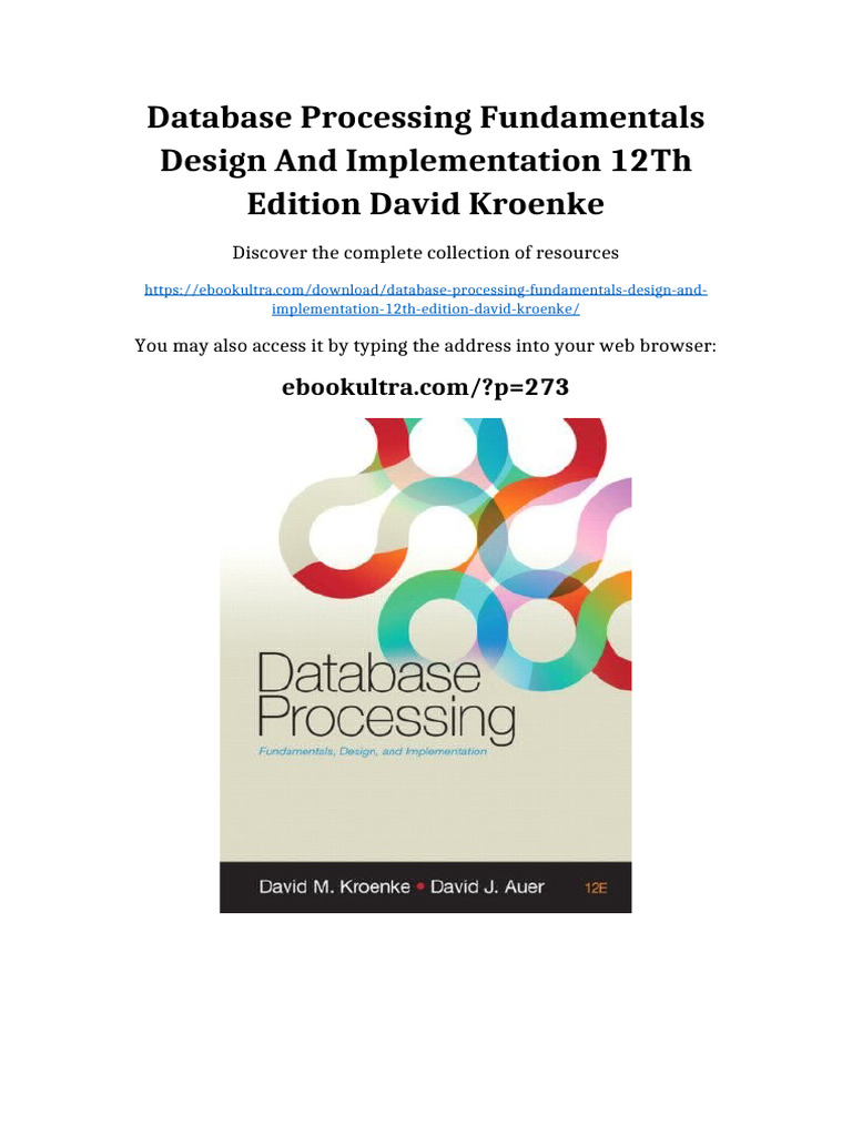 Database Processing Fundamentals Design and Implementation 12th Edition David Kroenke Download ...