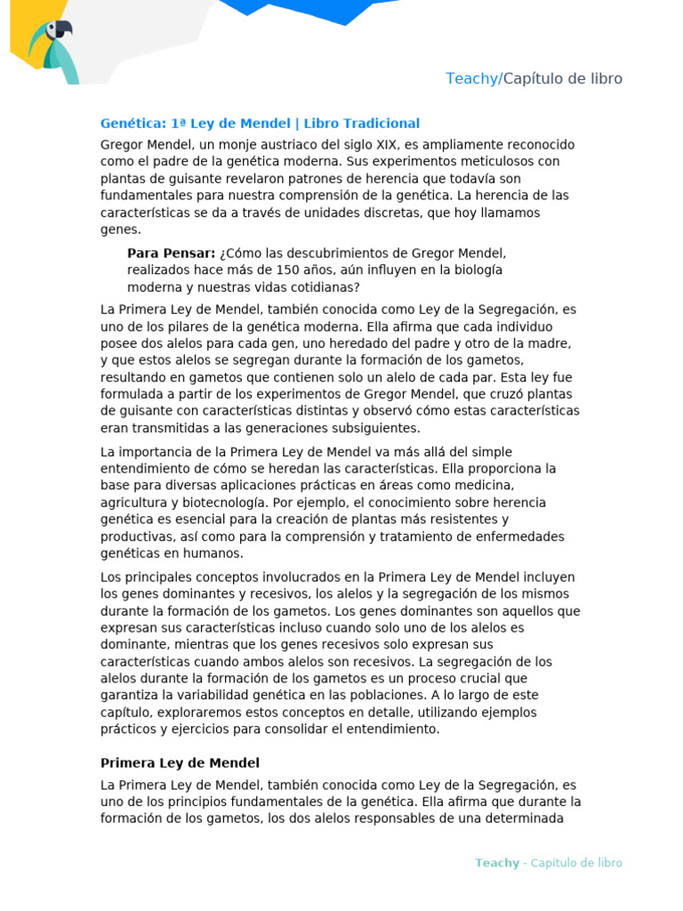 Genetica 1 Ley de Mendel Libro Tradicional | PDF | Dominancia (Genética ...