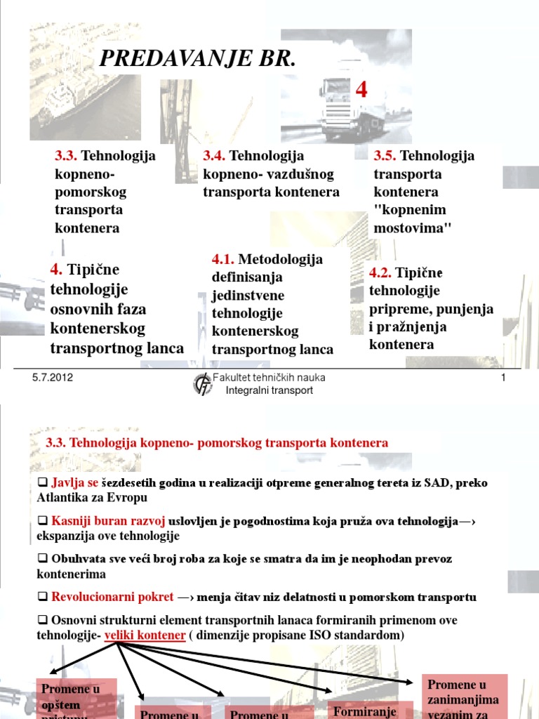 Predavanje Br. 4, II Deo Kombinovani Transport | PDF