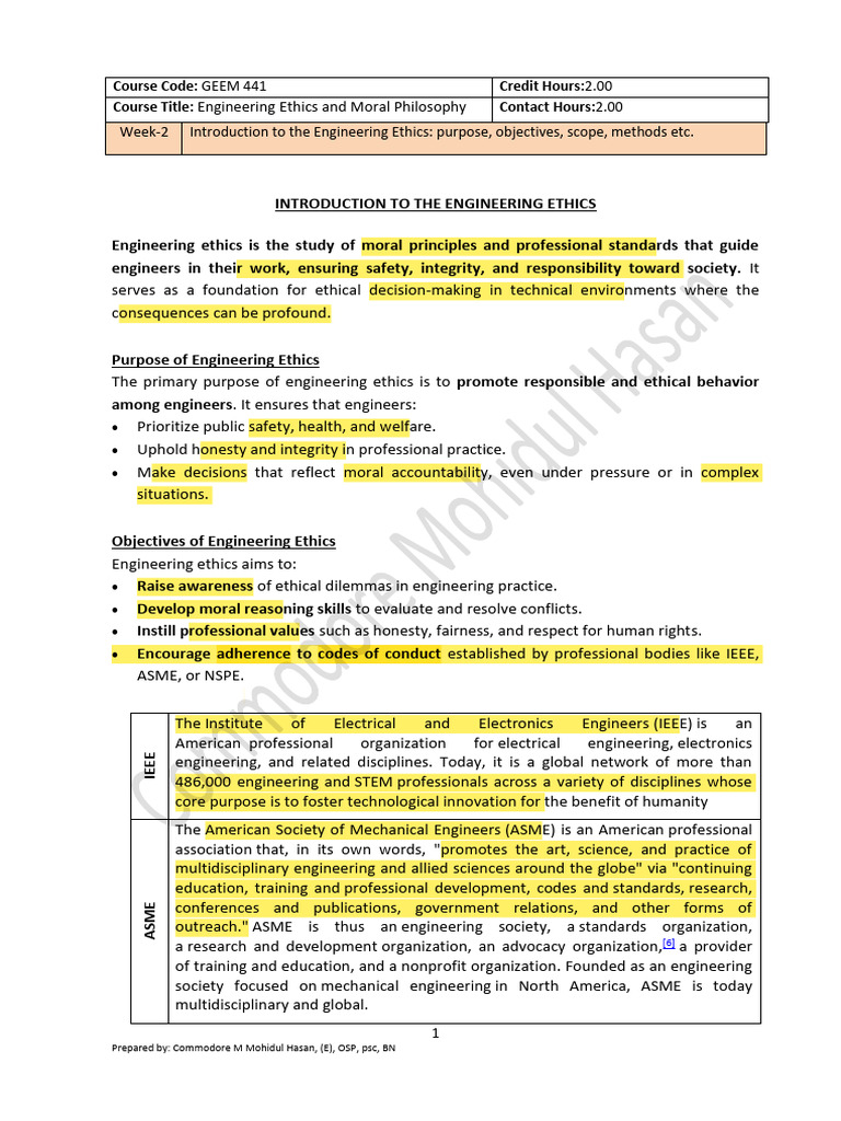 GEEM441.02.engineering Ethics | PDF | Engineering | Integrity