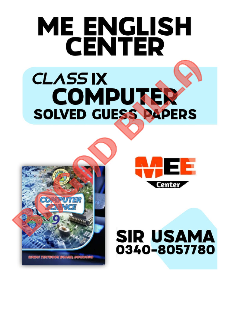 Class 9 Solved Computer Guess Paper | PDF | Graphical User Interfaces ...