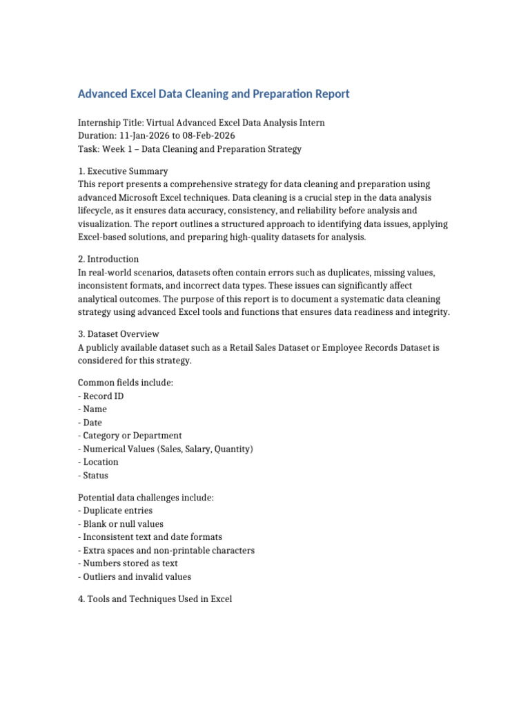 Advanced Excel Data Cleaning Report | PDF | Data | Microsoft Excel