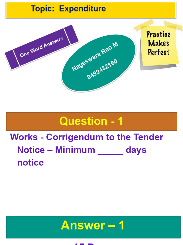 MCQ Practice One Word Answerexpenditure | PDF