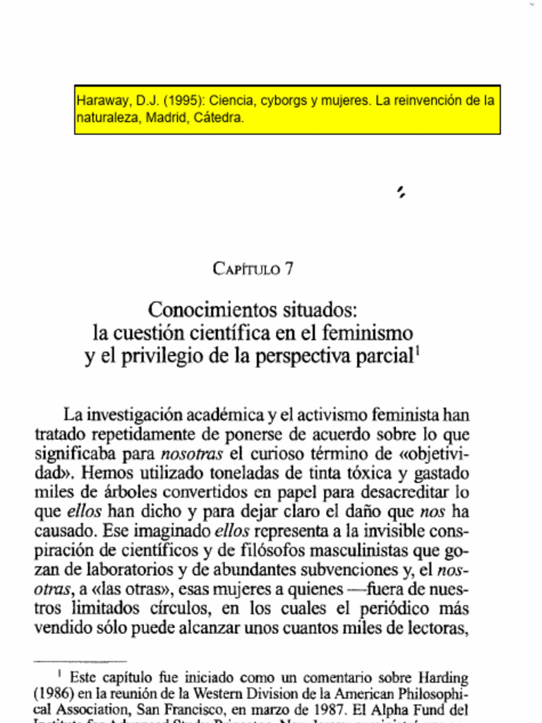 Haraway Conocimientos Situados | PDF