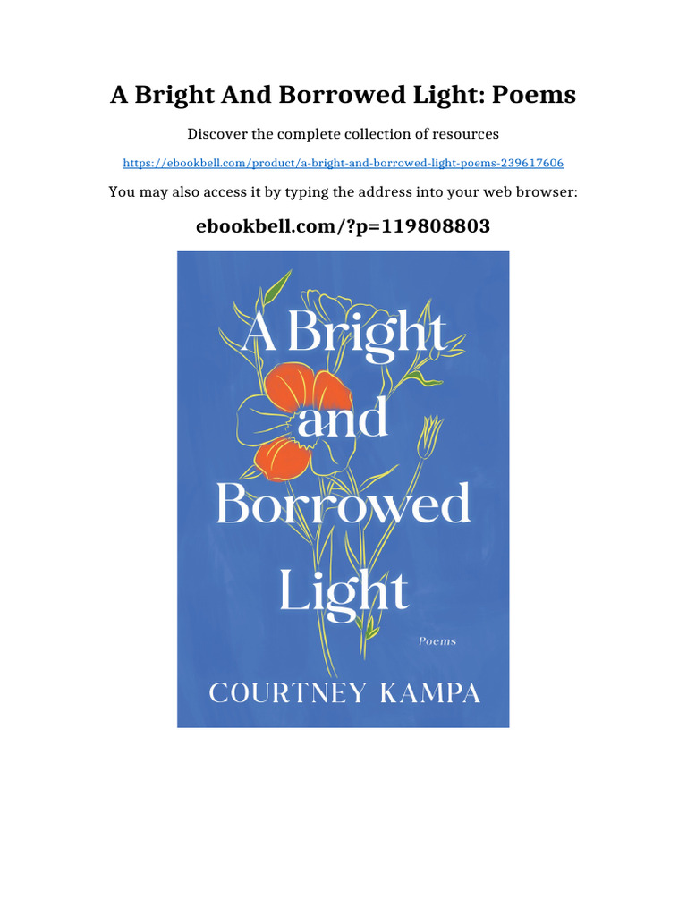 A Bright and Borrowed Light: Poems Digital Download | PDF ...