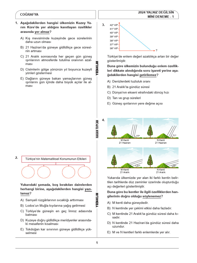 01 Cografya Mini Deneme 01 | PDF