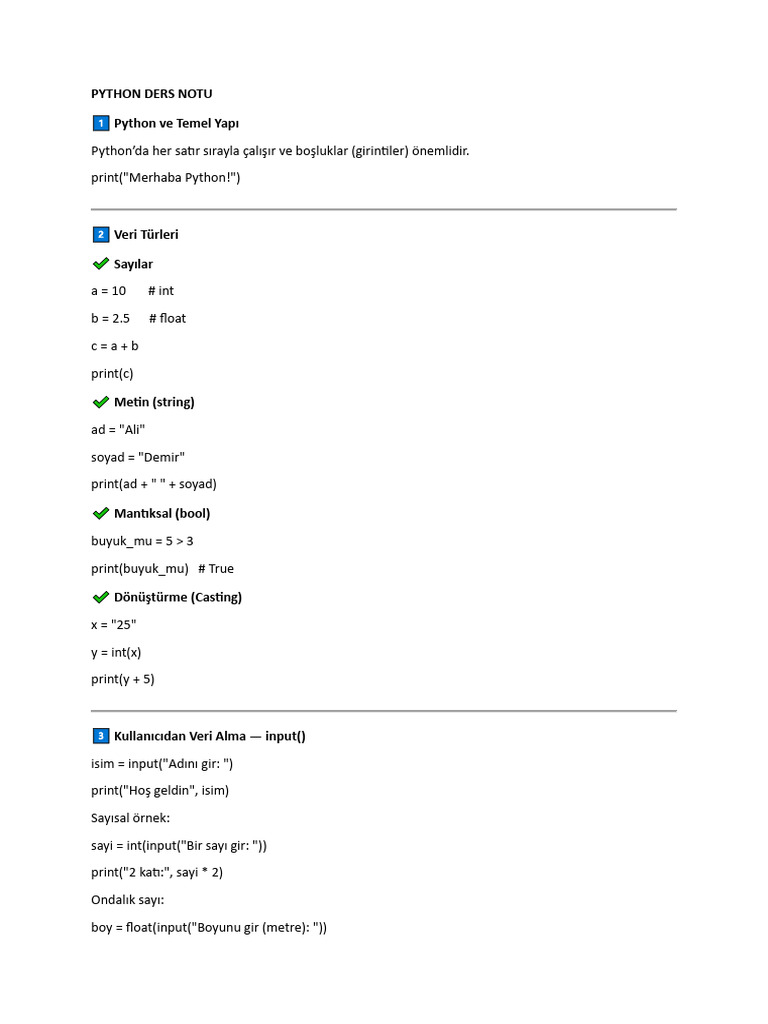 Python Ders Notu | PDF