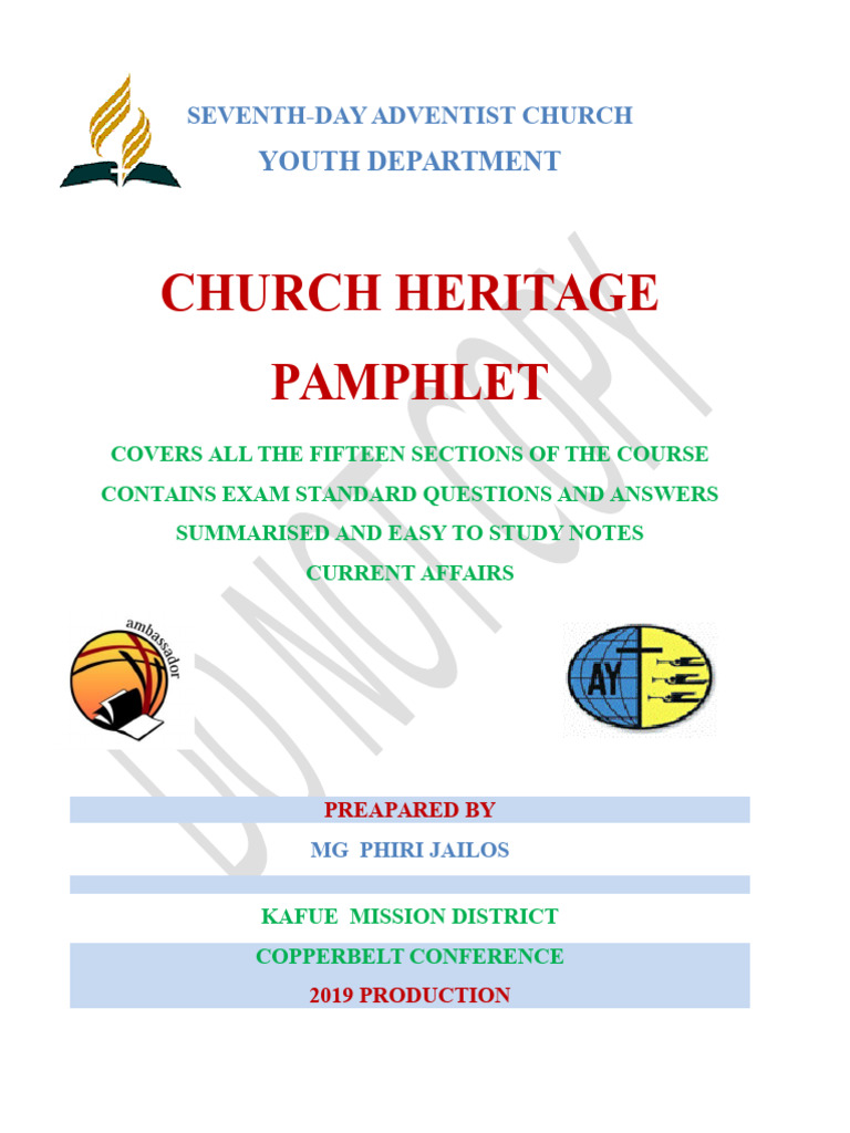 Church Heritage Pamphlet | PDF | Christian Church | Seventh Day ...