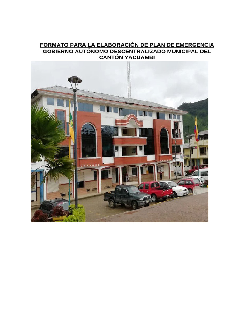 Formato Elaboracion del Plan de Emergencia Sto Domingo | PDF ...