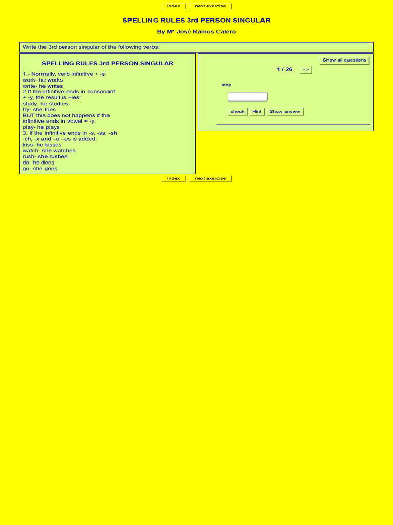 Spelling Rules 3rd Person Singular | PDF