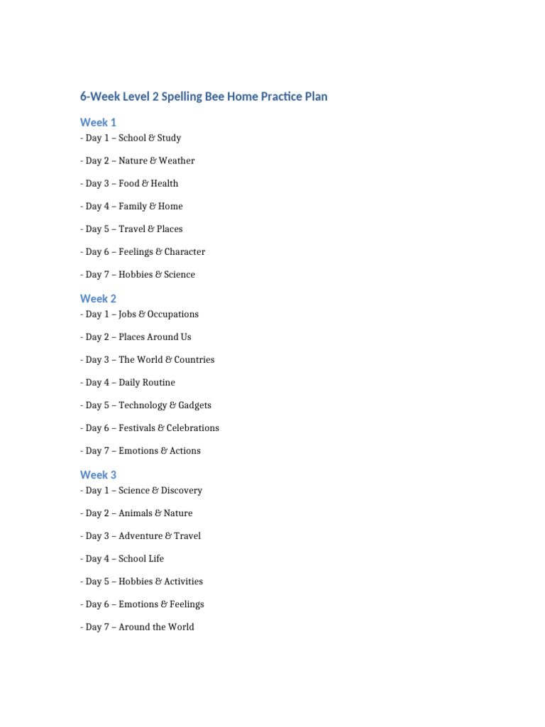 6 Week Spelling Bee Exercises | PDF
