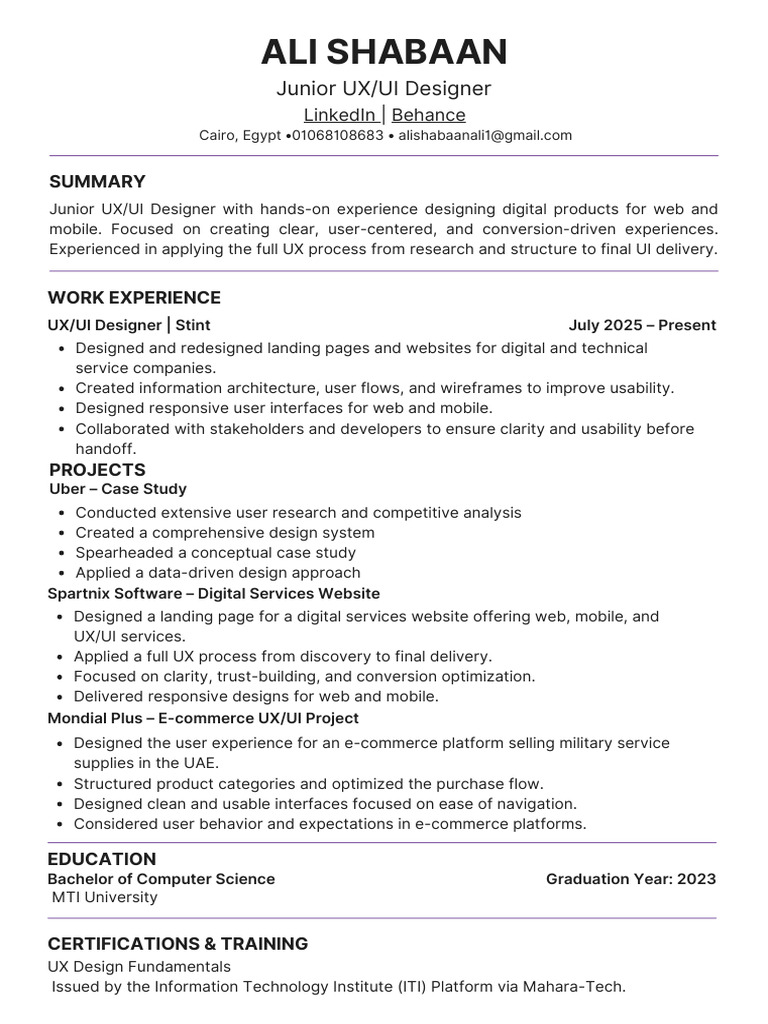 Ali Shaaban CV | PDF