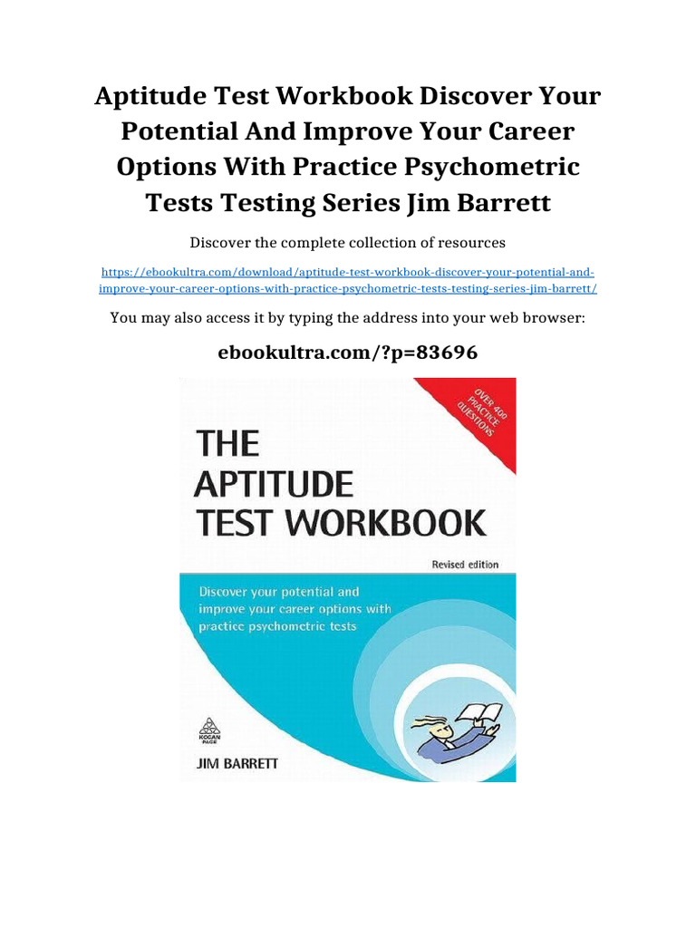 Aptitude Test Workbook Discover Your Potential and Improve Your Career ...