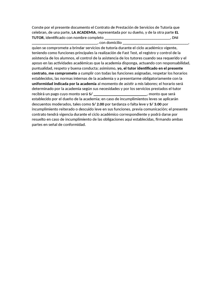 Conste Por El Presente Documento El Contrato de Prestación de Servicios ...