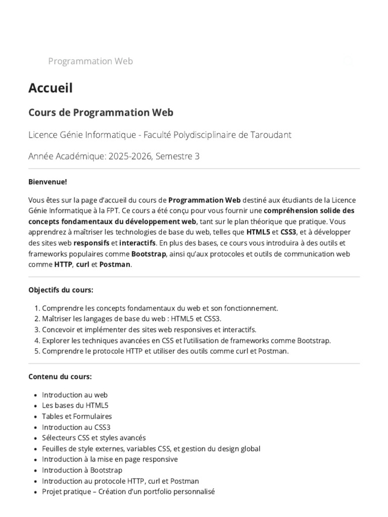 Accueil – Programmation Web | PDF