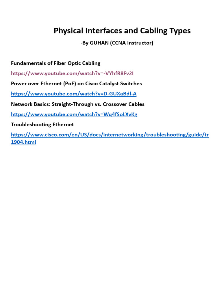 Physical Interfaces and Cabling Types | PDF