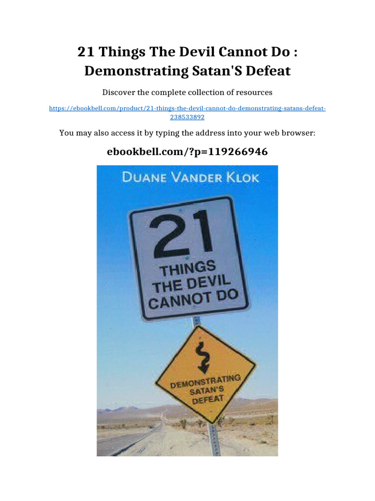 21 things the devil cannot do : demonstrating Satan's defeat Complete ...