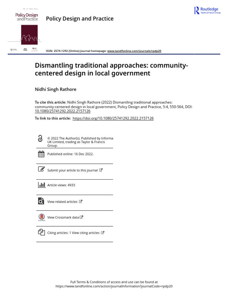 Dismantling Traditional Approaches Community-centered Design in Local ...