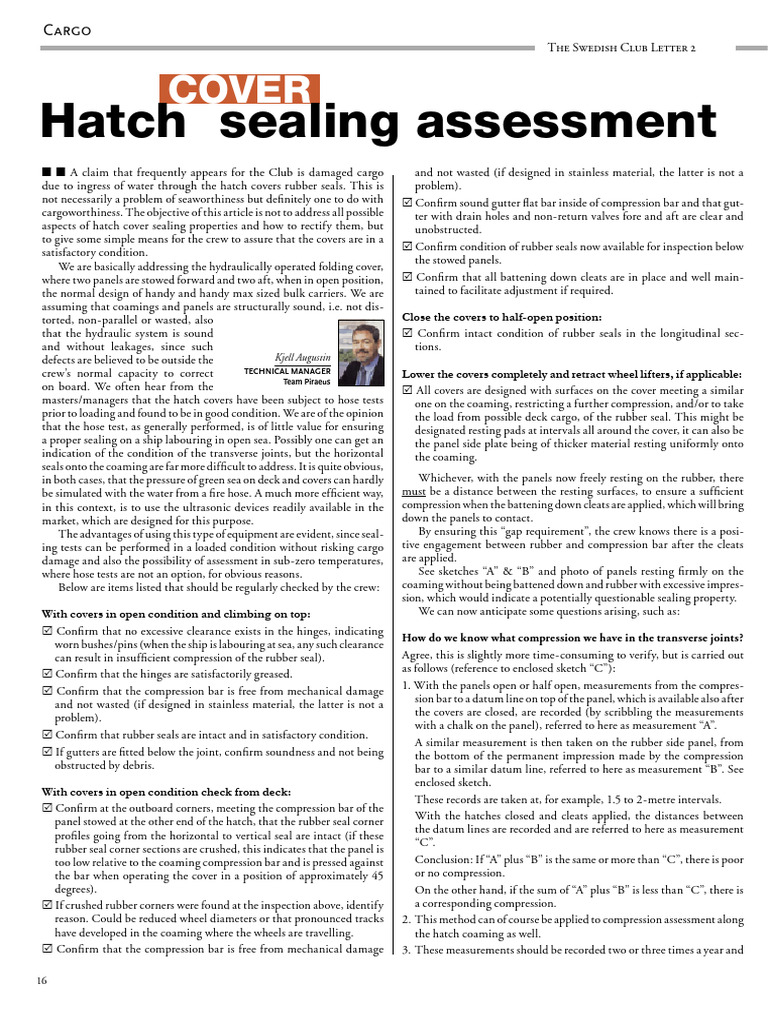 1b Hatch Cover Sealing Assessment | PDF