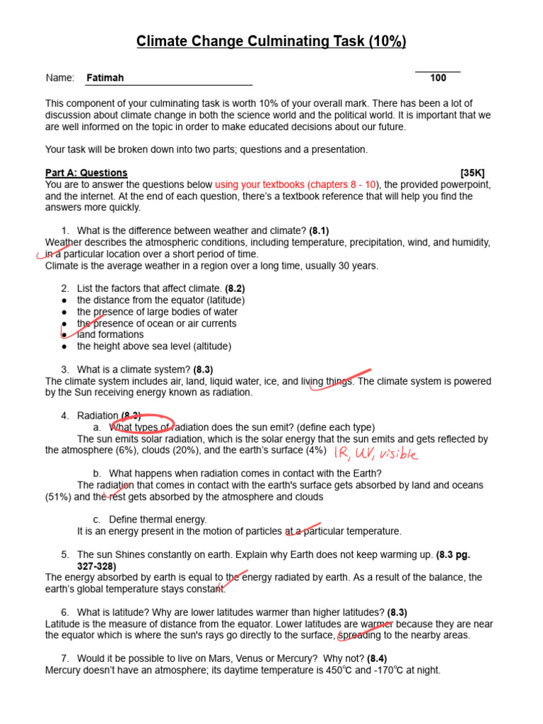 Edited - Climate Change (10%) | PDF | Greenhouse Gas | Greenhouse Effect