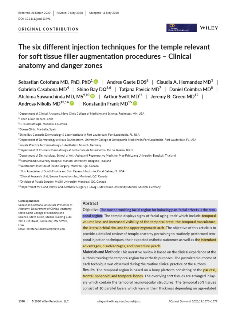 DONE the Six Different Injection Techniques for the Temple Relevant for ...