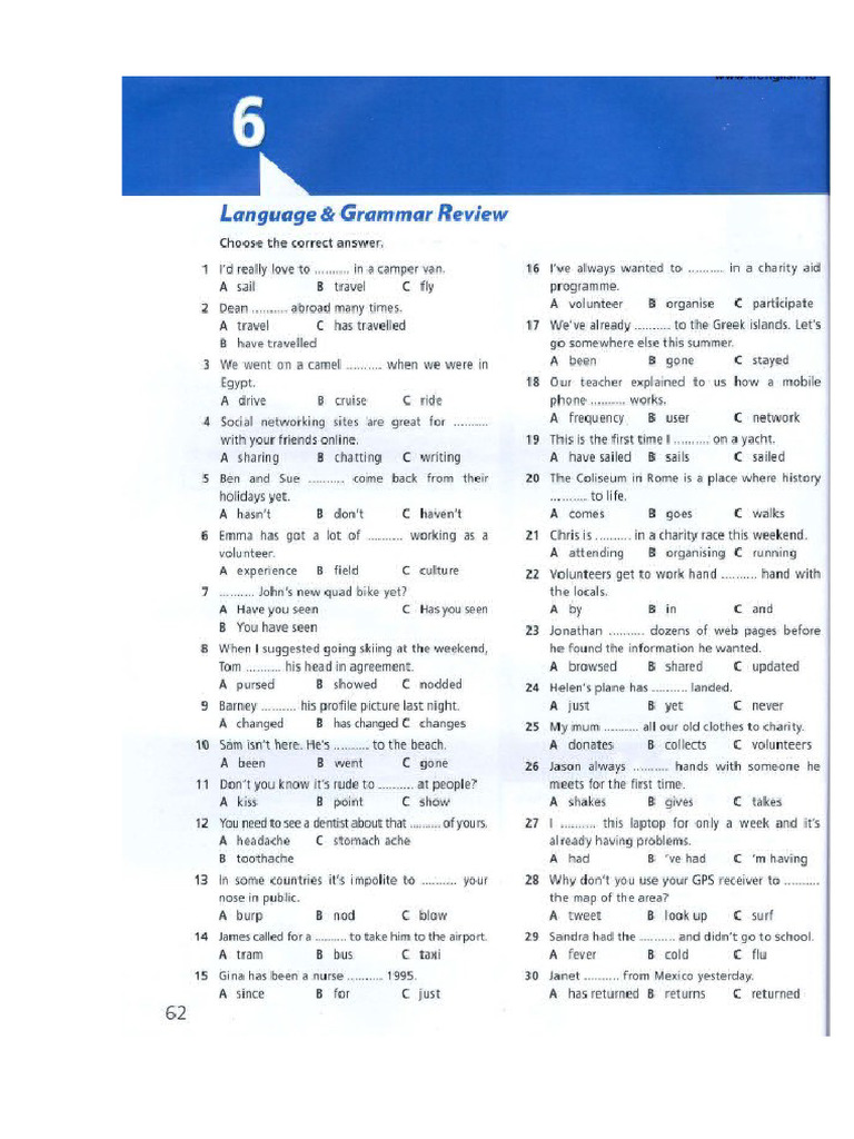6 Grammar Review | PDF