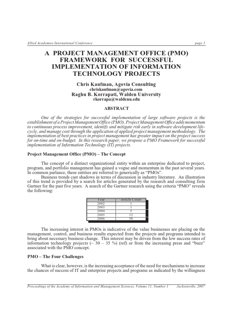 PMO Paper | PDF