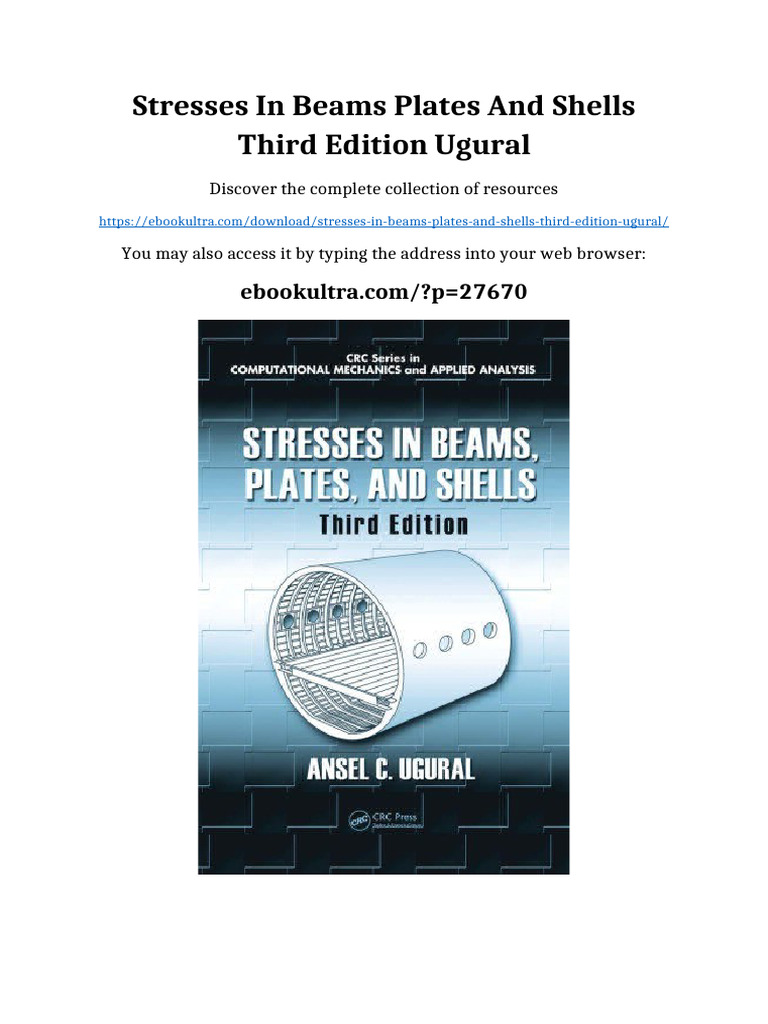 Stresses in Beams Plates and Shells Third Edition Ugural digital ...