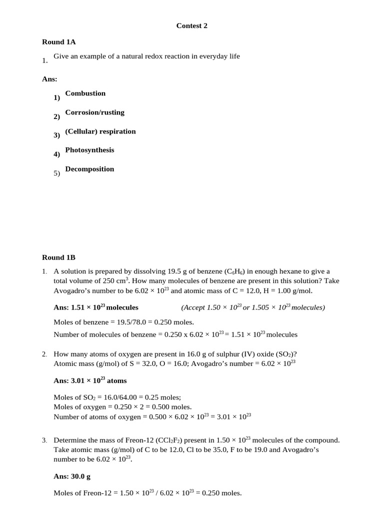 Contest 2 | PDF | Mole (Unit) | Iron