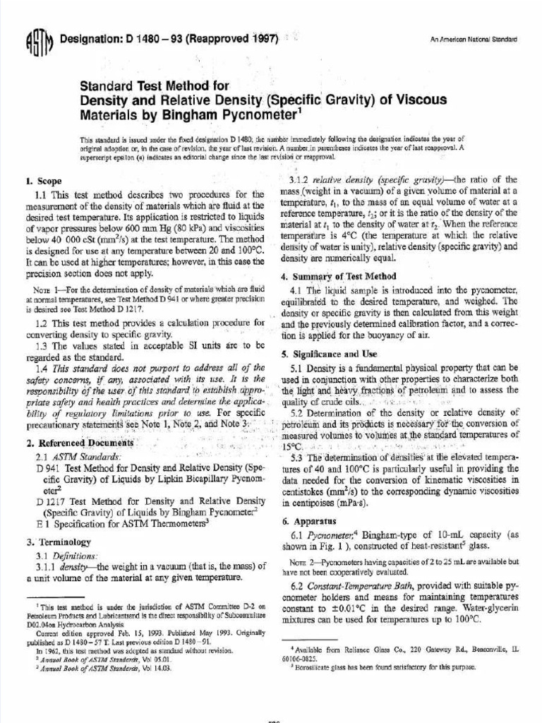 Astm d1480 | PDF