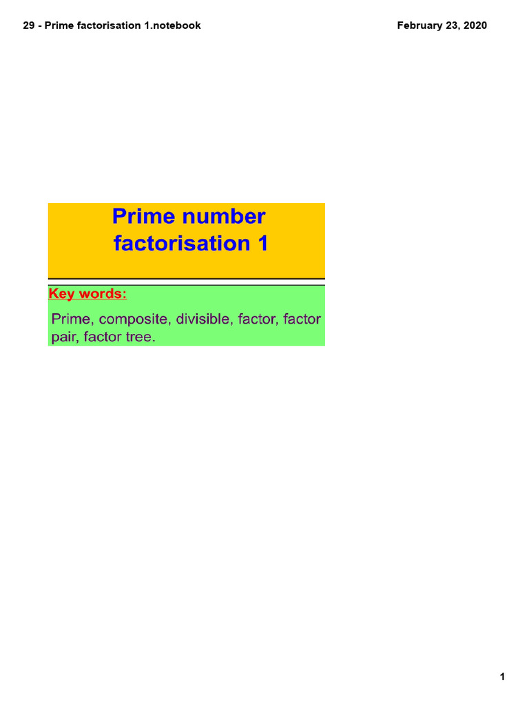 29 - Prime Factorisation 1 | PDF