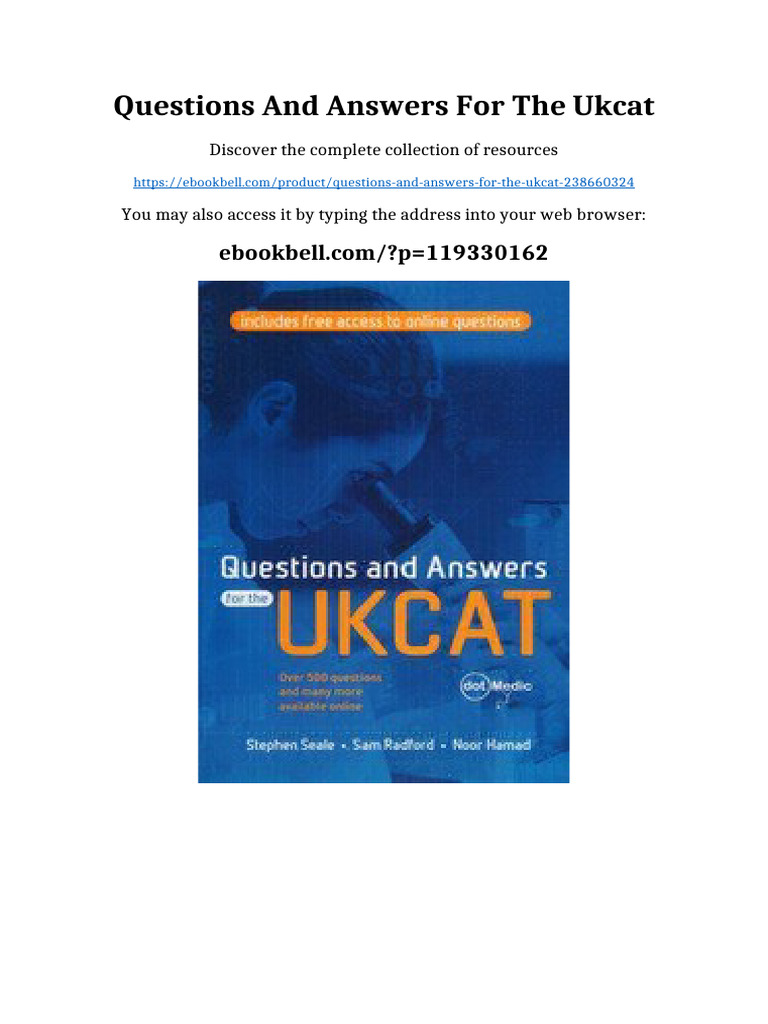 Questions and Answers For The UKCAT PDF Available | PDF ...