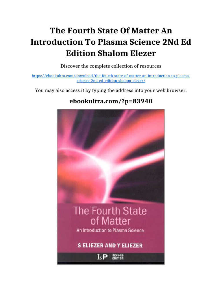 The Fourth State of Matter An Introduction To Plasma Science 2nd Ed ...