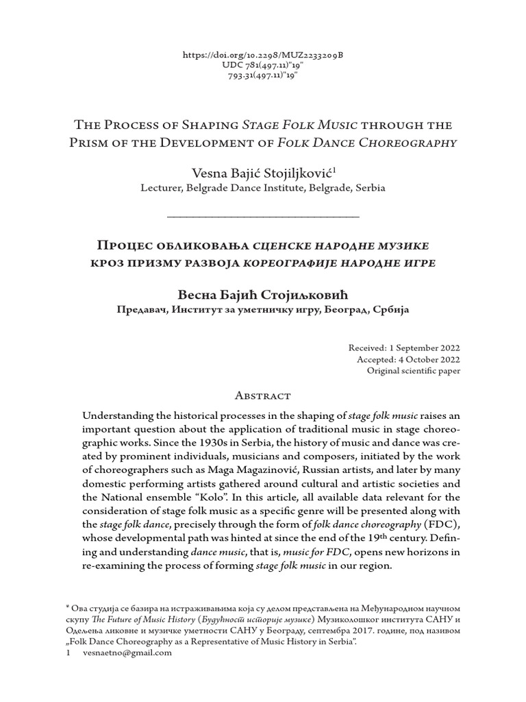 The Process of Shaping Stage Folk Music | PDF